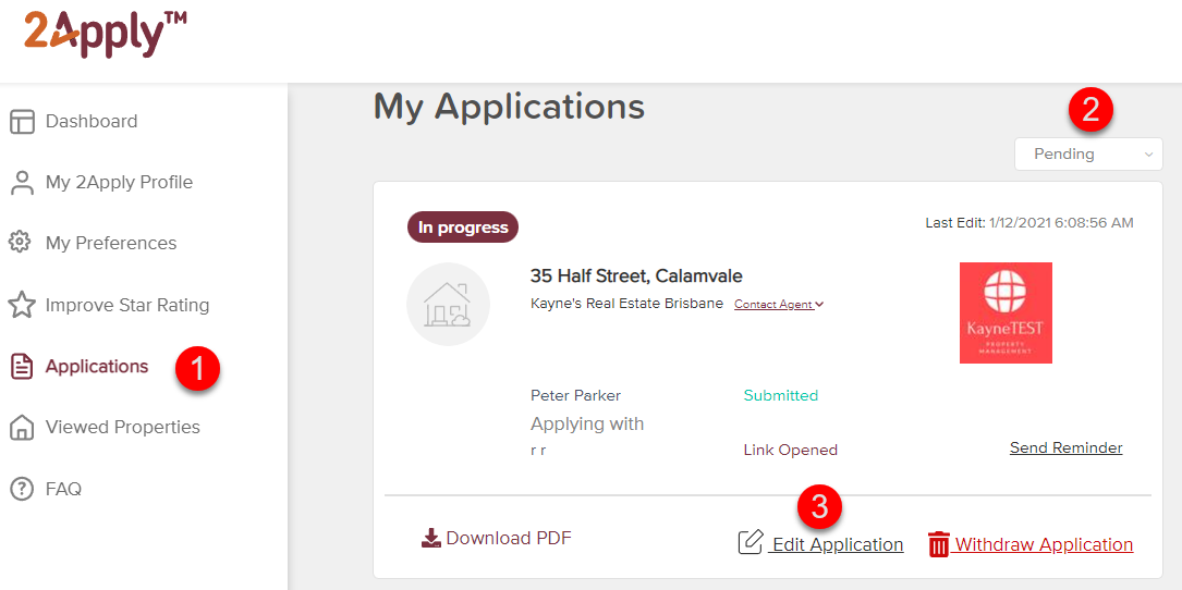 How to edit your application? – 2Apply - Online rental application form